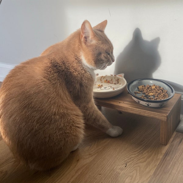 Farmhouse Cat Food Tray | Elevated Feeding Station - Etsy