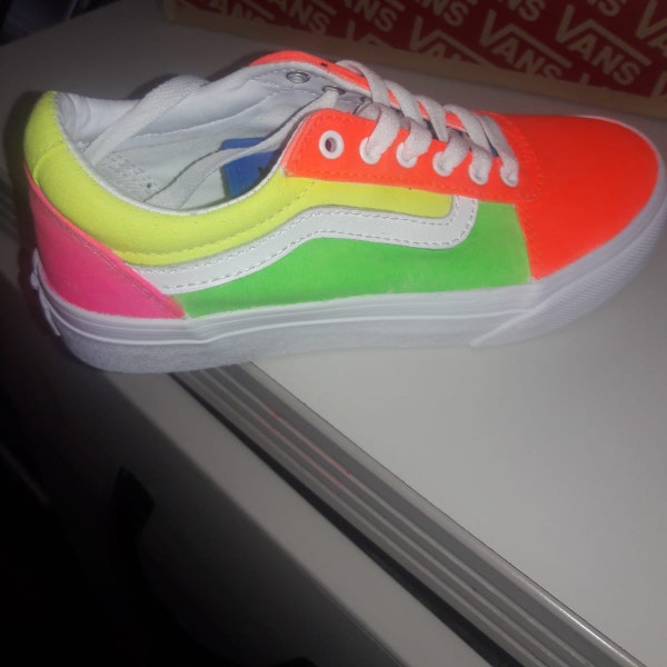 Custom Vans "neon Lights" -big Kids/adults Men Women Pink Orange Yellow ...