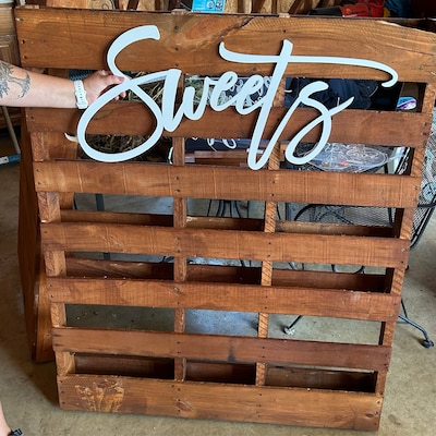 Sweets 3D Wood Sign, Wood Word Cut Out, Laser Cut Wedding Dessert Table ...