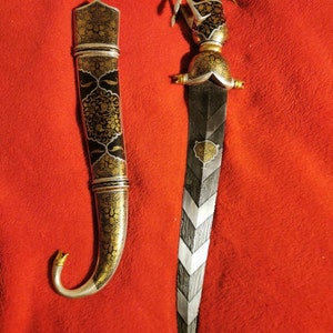 Vintage Indian Mughal, Islamic Ankush Elephant Goad and Axe Silver and ...