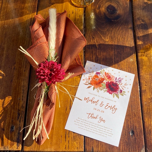 Fall Wedding Programs, Printable Wedding Program Template, Editable ...
