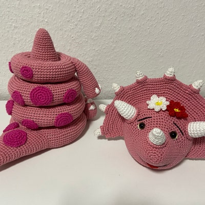 Dino Stacking Toy Crochet Pattern PDF, Amigurumi Triceratops Nursery ...