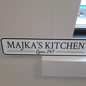 Kitchen Open 24/7 Sign, Personalized Kitchen Name Sign, Custom Gift ...