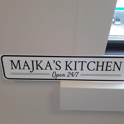 Kitchen Open 24/7 Sign, Personalized Kitchen Name Sign, Custom Gift ...