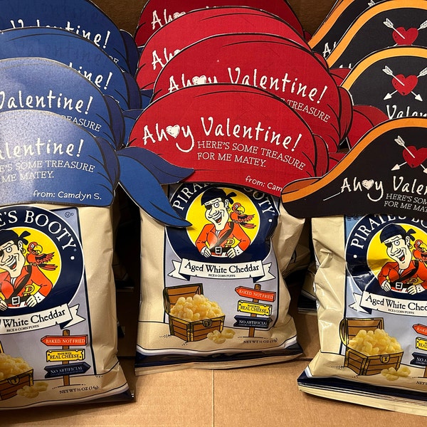 Pirate Food Valentine Tags, Ahoy Valentine!, Children's Valentines ...