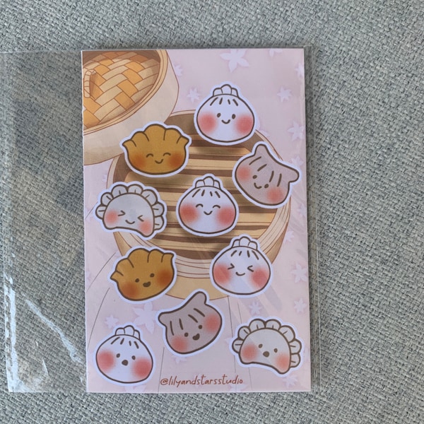 Little Dumpling Sticker Sheet • Hand Drawn • Kawaii Design • Cute Food ...