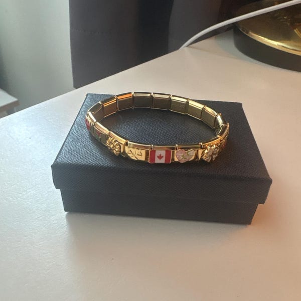 Gold Italian Bracelet, Custom Gold Italy Charms, Personalized Italian ...