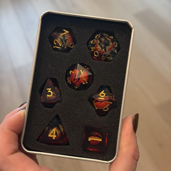 Red Blue Dragon Eye Dice Liquid Core Dice Set, Handmade Sharp Edge ...