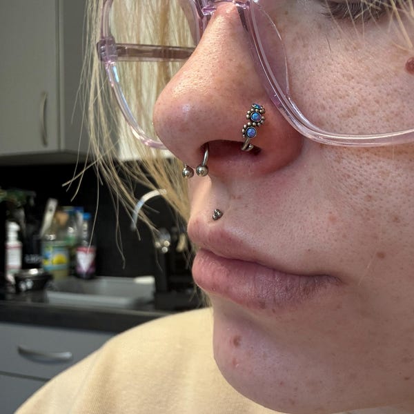 Opal Lip Piercing Bioflex, Medusa Labret, Lip Ring, Monroe Stud, Lip ...