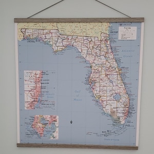 Florida State Wall Map Large Print Poster - Etsy