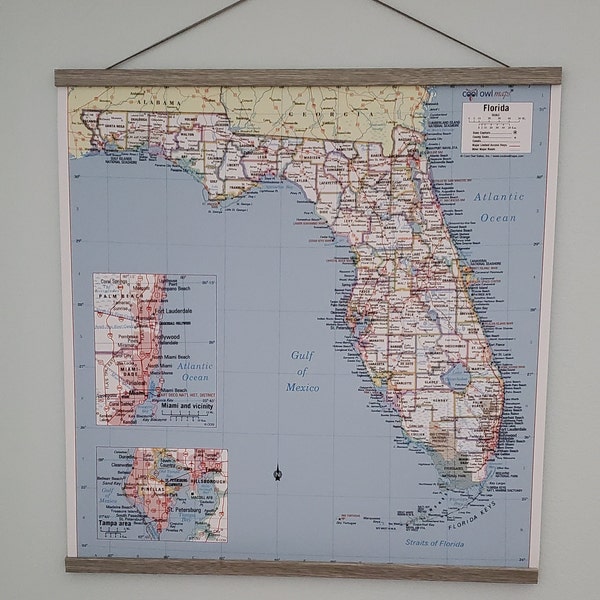 Florida State Wall Map Large Print Poster - Etsy Canada