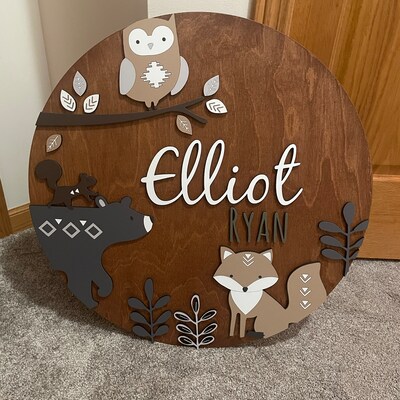 Safari Animal Name Sign, Shiplap Name Sign, Custom Baby Shower Gift ...