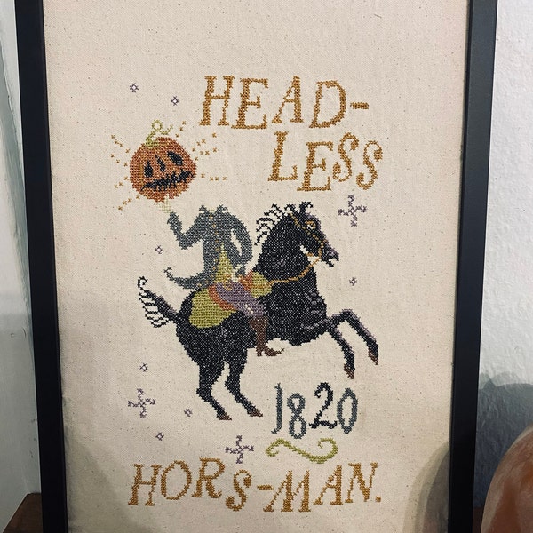 Halloween Headless Horseman Spooky Cross Stitch Pattern - Vintage Style ...