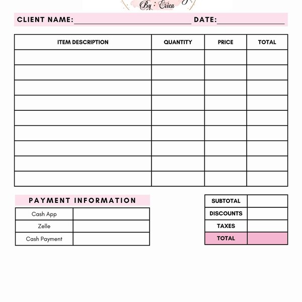 Receipt Template, Small Business Receipt, Custom Order Form, Order Form ...