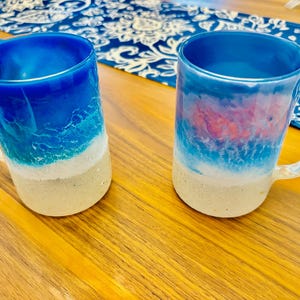 BLUE WAVES Beach Inspired Coffee Mug, Hand Poured Resin Art, Beach Mug ...