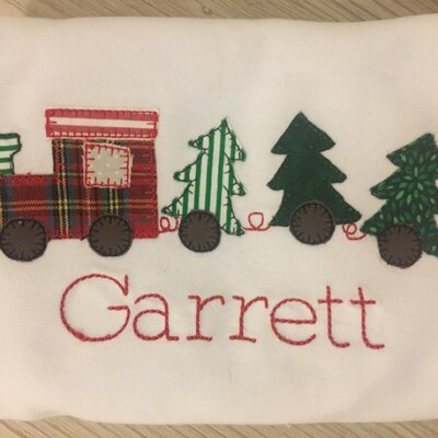 Christmas Tree Train Applique' Embroidery Design, Train Embroidery File ...