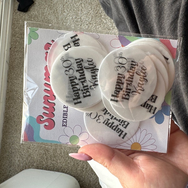 50 Personalized Edible Cupcake Topper and Cocktail Drink Garnish Discs ...