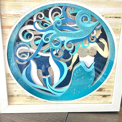 3D MERMAID Svg TROPICAL Shadow Box for Cricut for Silhouette - Etsy