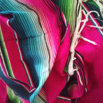Rainbow Pink Mexican Serape Blanket Vibrant Multi-color Falsa - Etsy