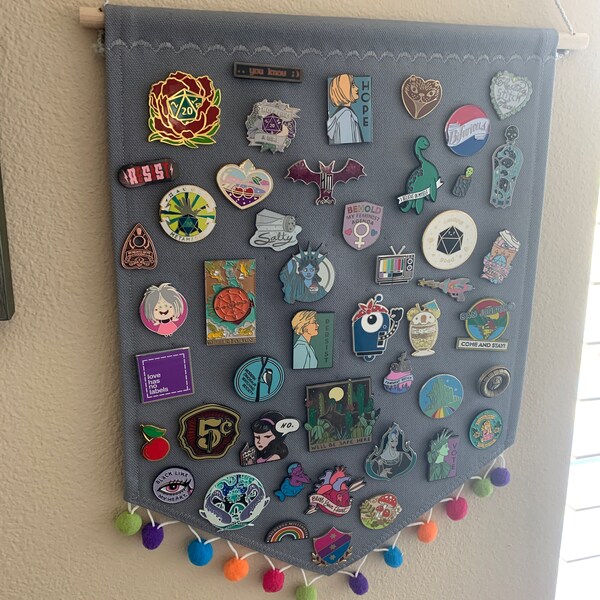 Pin Banner / Unique Pin Pennant / Handmade Blank Canvas Banner With ...