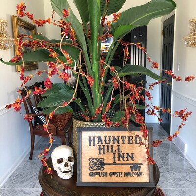 Haunted Hill Inn Halloween Wood Sign 3D Raised Text Ghoulish Guest ...