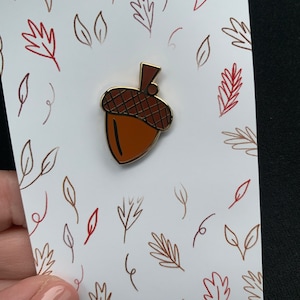 Acorn Enamel Pins // Hard Enamel Lapel Pin Gold Plated Fall Badge ...