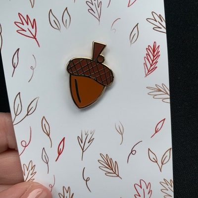 Acorn Enamel Pins // Hard Enamel Lapel Pin Gold Plated Fall Badge ...