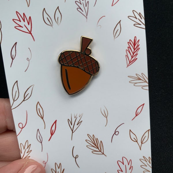 Acorn Enamel Pins // Hard Enamel Lapel Pin Gold Plated Fall Badge ...