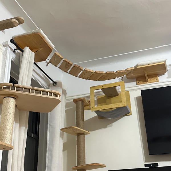 Corner Cat Bridge, Cat Perch, Cat Climbing, Cat Wall Furniture, Wood ...