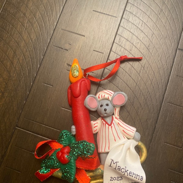 CHRISTMAS MOUSE on Candle Stick Personalized Christmas Ornament ...