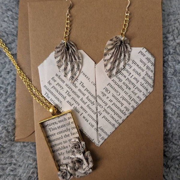 Pride and Prejudice Recycled Paper Origami Rose Stud Earrings for Her ...