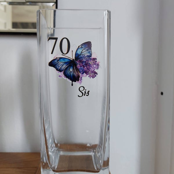 Personalised 70th Birthday Flower Vase Gift Present With Butterfly - Etsy