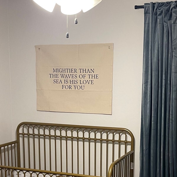 Mightier Than the Waves of the Sea Canvas Banner, Psalm 93:4 Sign ...