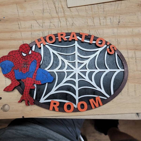 Spiderman Name Sign. Baby Door Hanger Hospital Boy. Spiderman Laser ...