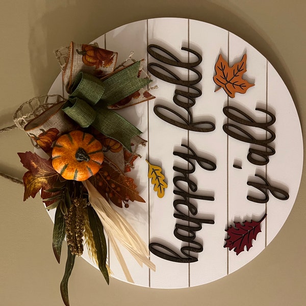 Fall Front Door Decor, Happy Fall Y’all Door Hanger, 3D Lettering ...