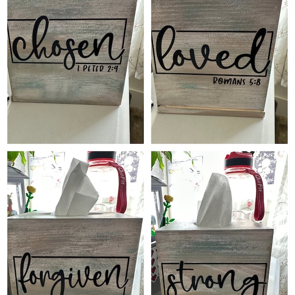 Christian Themed Wooden Tissue Box, Inspirational Decor, Wooden Tissue ...