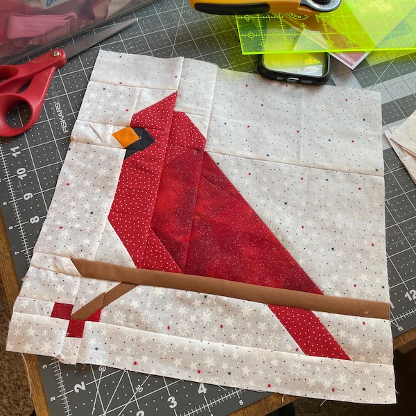 Cardinal Quilt Block Pattern Winter Bird PDF - Includes Instructions ...