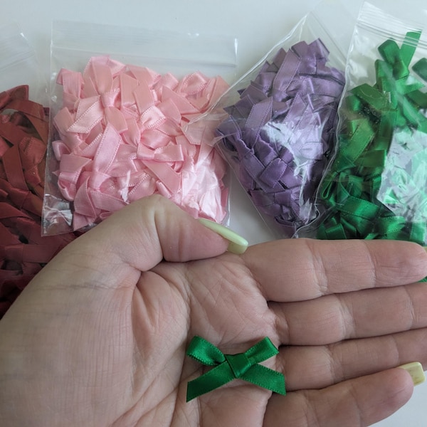 100 Bows, Color Choice, Sewing, Pretied,satin Bows, Peach, Navy, Green ...