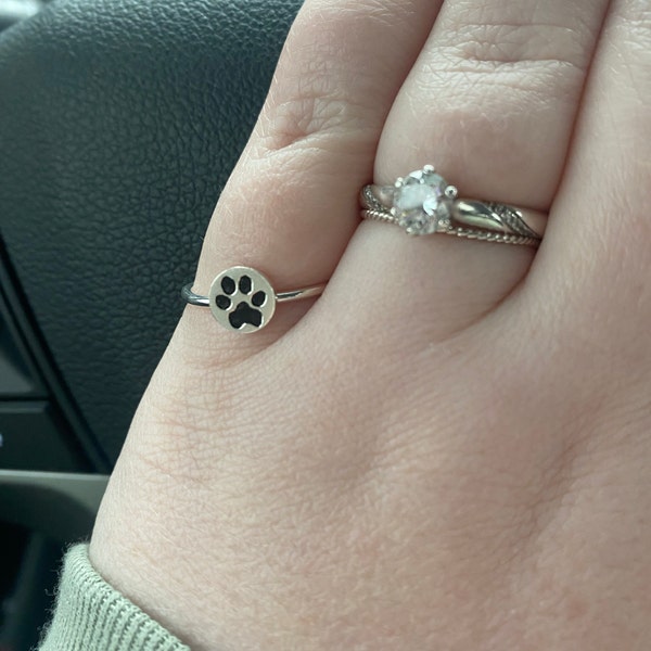 Custom Paw Print Ring • Your Actual Pet Print Ring • Engraved Nose ...