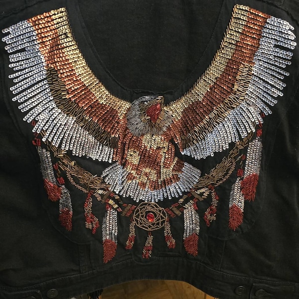 Extra Large Handmade Gold Sequins Flying Eagle Sew on Patch | Majestic ...