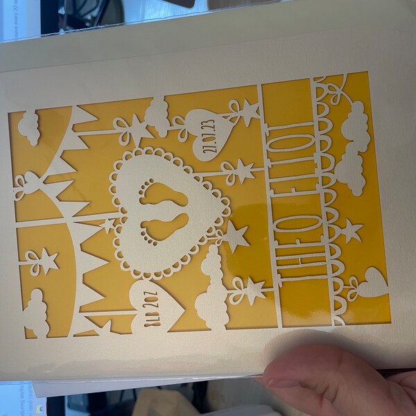 Personalised Papercut Baby Card,new Baby, Birth Announcement, Birth ...