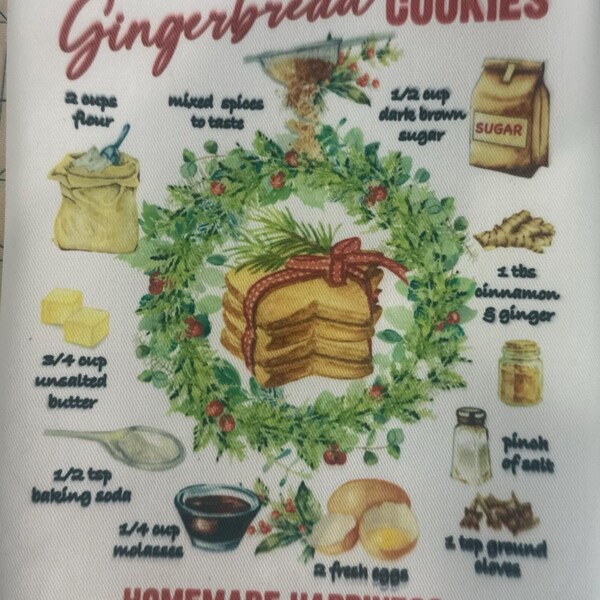 Christmas Gingerbread Cookies Recipe Digital Print Ingredients, DIY ...