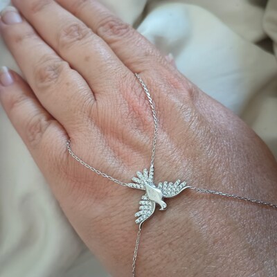 925k Silver Sapphire Stone Butterfly Hand Chain , Silver Chain Bracelet ...