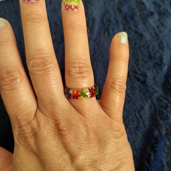Resin Puzzle Piece Ring | PLEASE READ DESCRIPTION | Autism Awareness ...