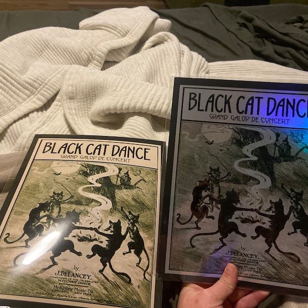 BLACK CAT DANCE 8x10 Vintage Halloween Sheet Music Cover Art Goth ...