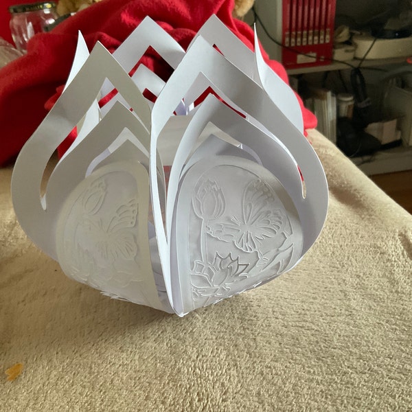 Pack 3 Lotus Lanterns SVG - Paper Lanterns Insects and Animals - Paper Cutting Template ...