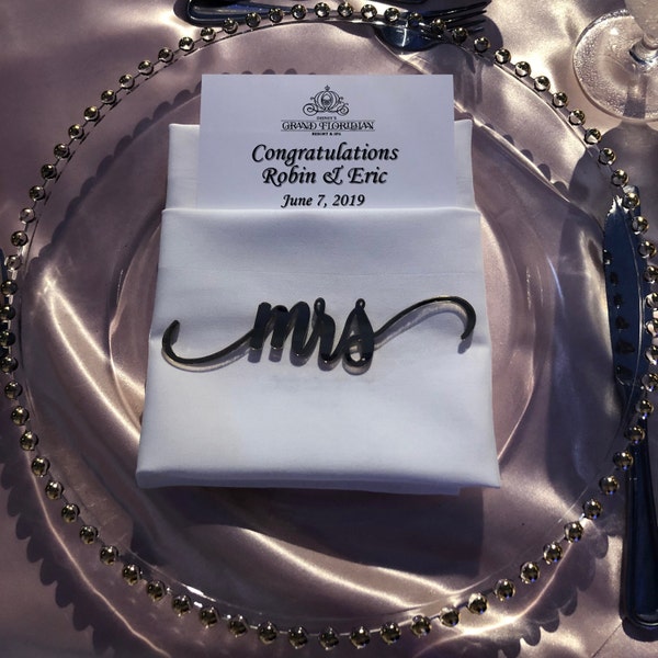 Mr & Mrs Acrylic Place Cards Set - Wedding Place Card, Table Setting ...