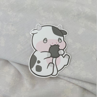 Cute Cow Munchimal Kawaii Animal Large Gloss Vinyl Notebook Laptop ...