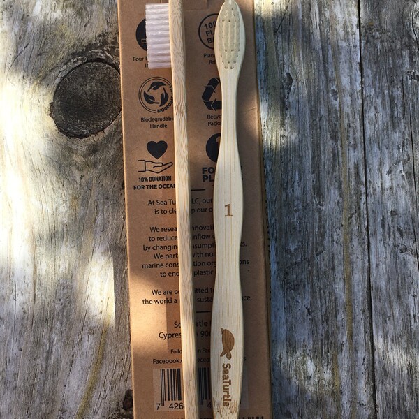 Sea Turtle Plant-based Bristles Bamboo Toothbrush - Pack of 4 - Soft ...
