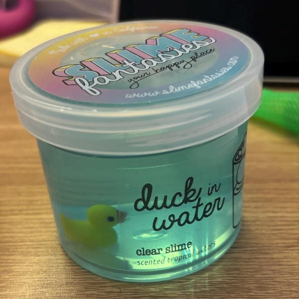 Duck in Water (slow Stretch), Blue Clear Slime, Duck Slime, Cute Slime ...